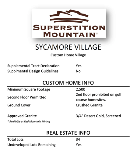 Sycamore Village | Superstition Mountain Golf and Country Club